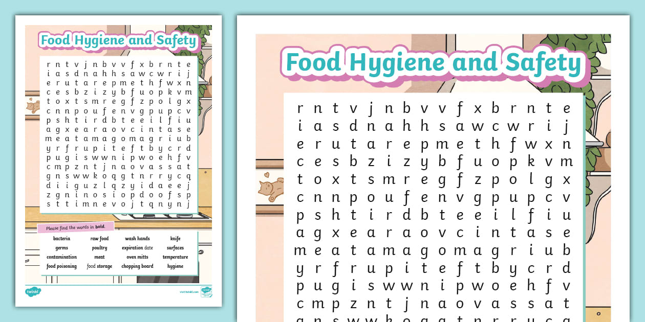 KS2 Food Hygiene and Safety Word Search - Twinkl