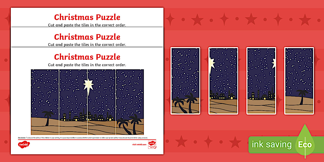 Christmas Puzzle Strips (teacher made) - Twinkl