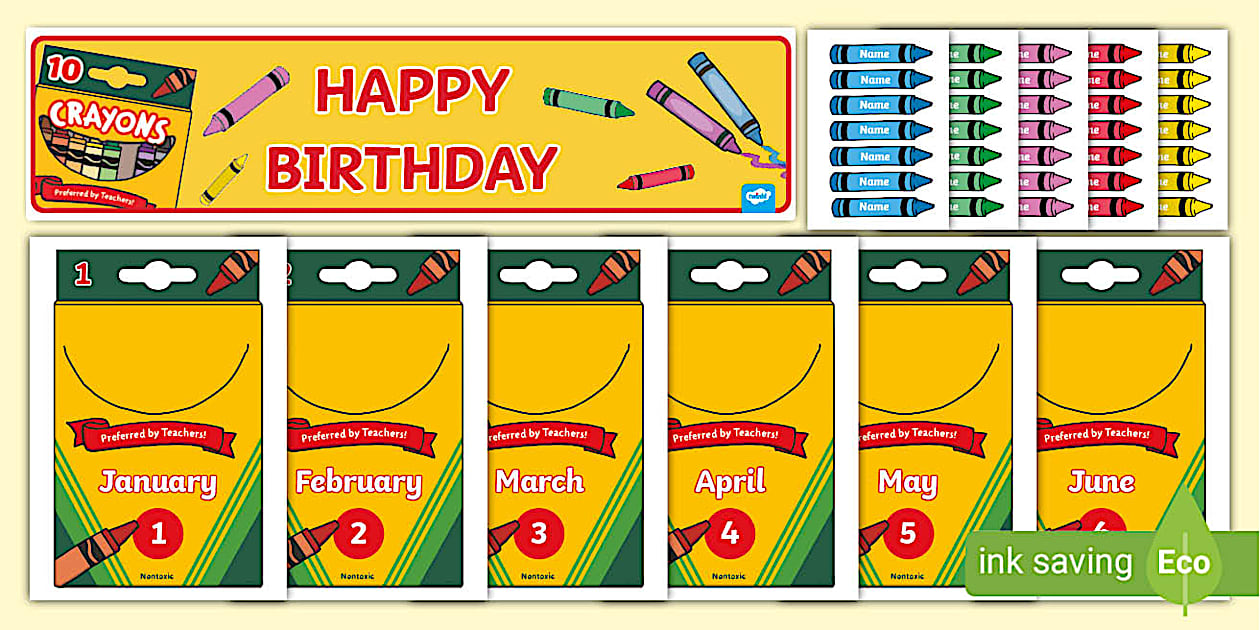 Crayon Birthday Display (teacher made) - Twinkl