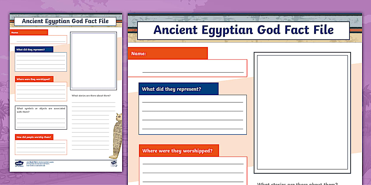 Editable Ancient Egypt KS2 Gods Fact File Template - Twinkl
