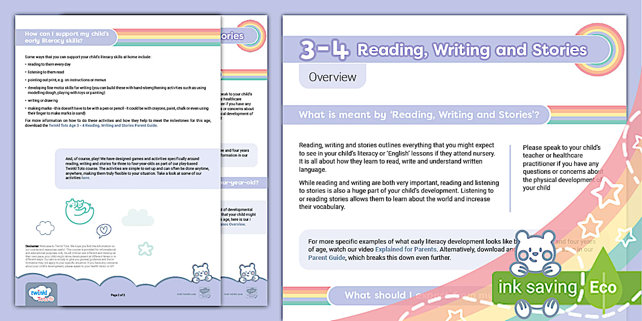 Reading And Writing Overview Ages 3-4 | Twinkl Tots - Twinkl