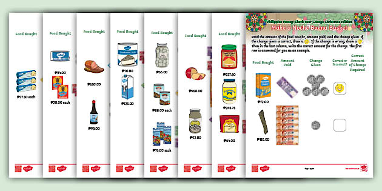 Philippine Money: Check Your Change Christmas Edition | Grade 1 | Twinkl