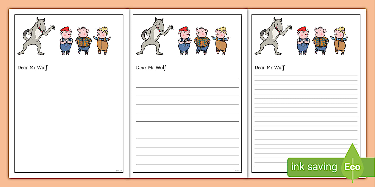 Editable The Three Little Pigs Letter Writing Frames