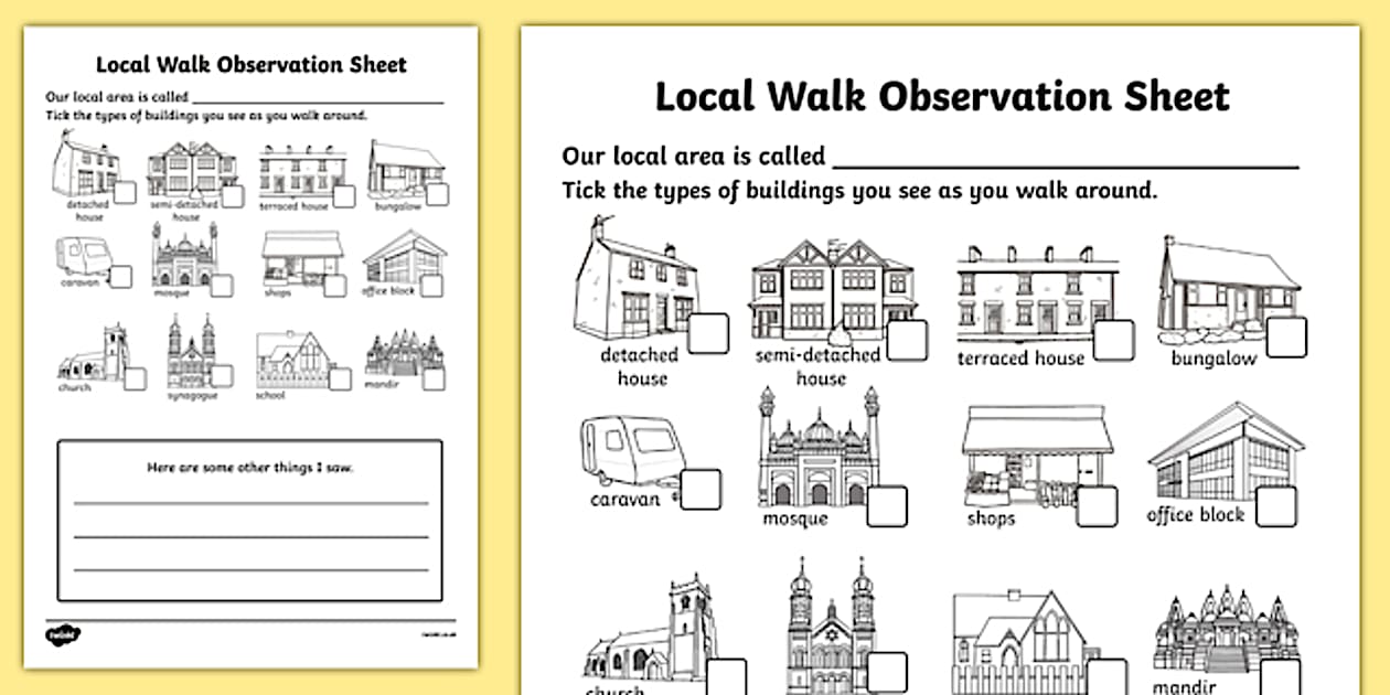 Editable Local Walk Observation Sheets (Houses and Homes)