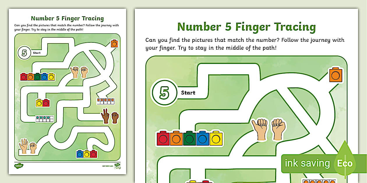 👉 Subitising Number 5 Finger Tracing Activity - Twinkl