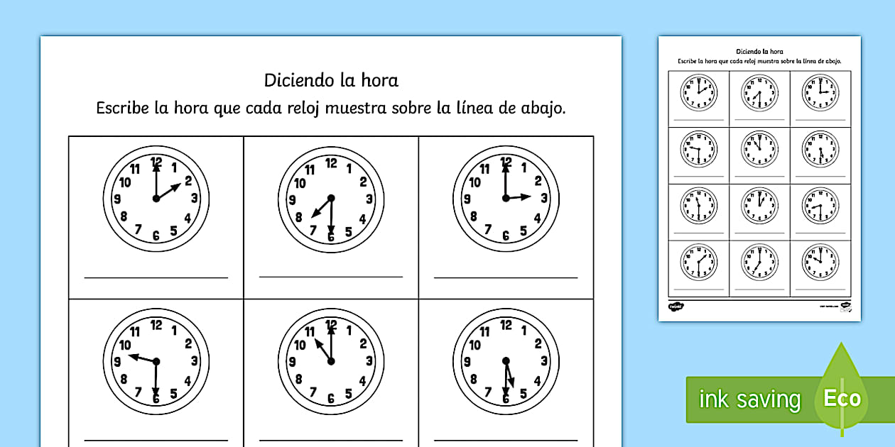 Ficha de Actividad: Las horas en punto y las horas y media