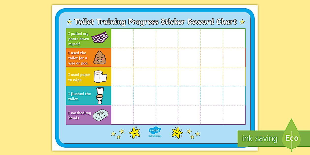 Editable Toilet Training Progress Sticker Reward Charts