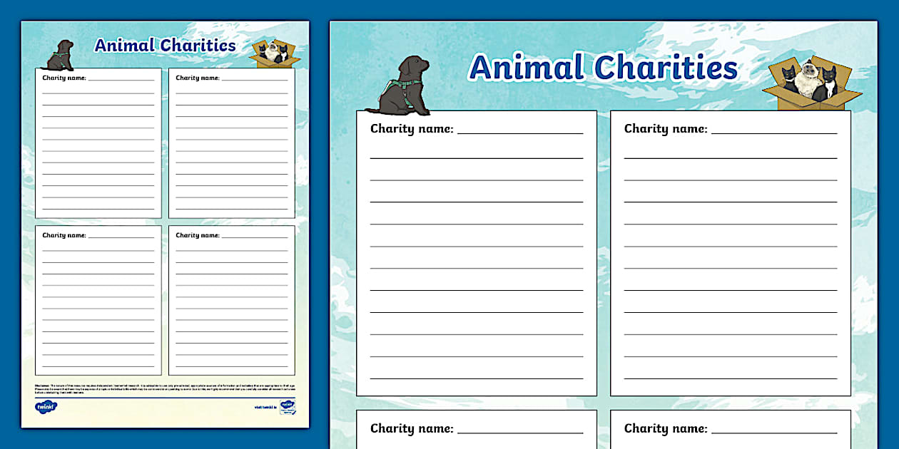 * NEW * Animal Charities Fact File Template (teacher made)