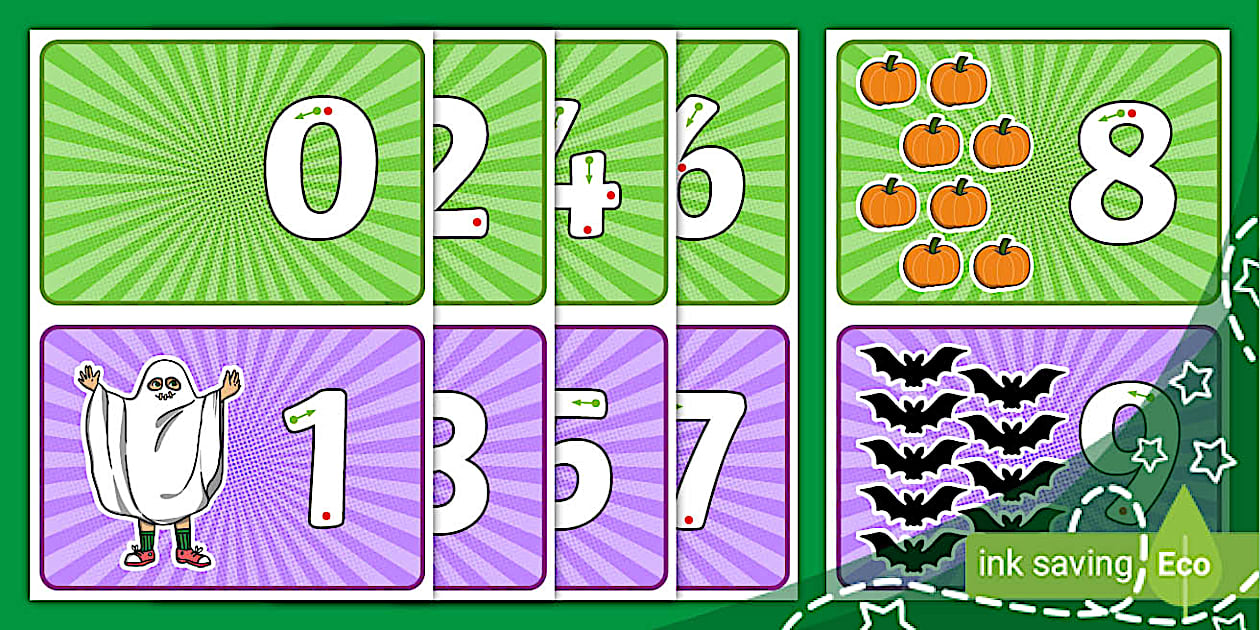 Halloween Counting and Number Formation Flashcards - Twinkl