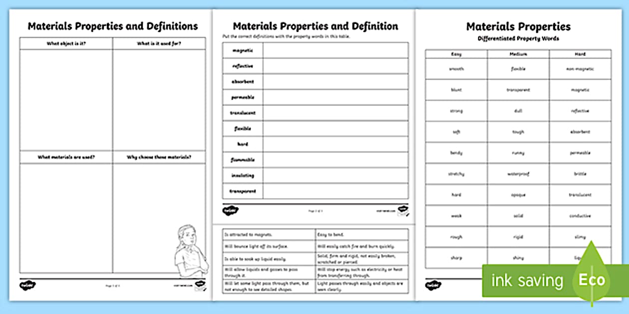 Material Properties and Definition Activity (teacher made)