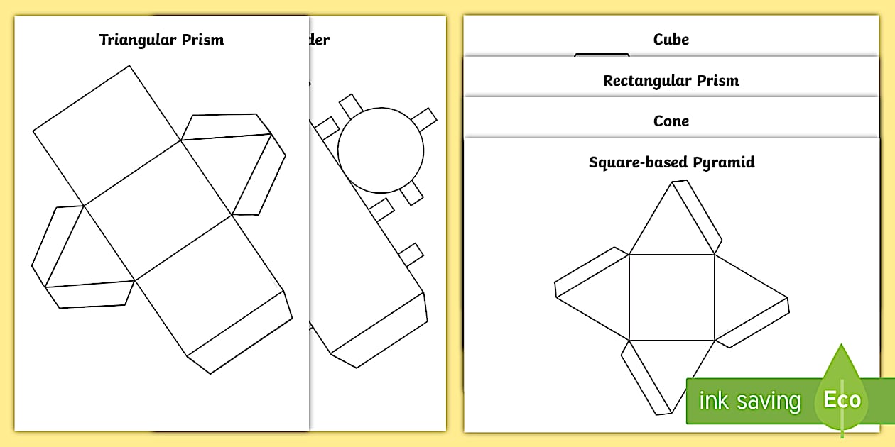 3D Shape Nets KS1 Worksheet / Worksheets - Twinkl