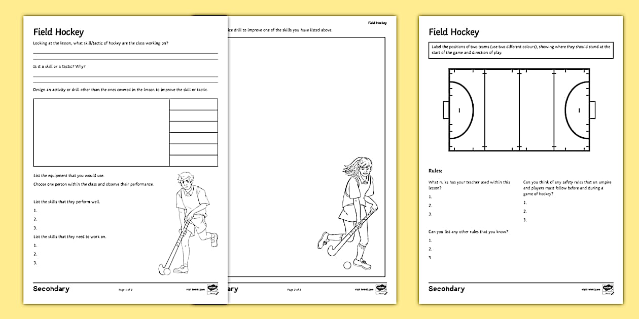Hockey: Non-Participant Worksheets - Twinkl