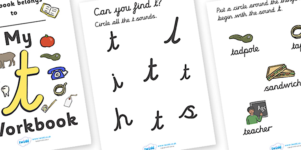 My 't' Workbook (cursive) (teacher made) - Twinkl