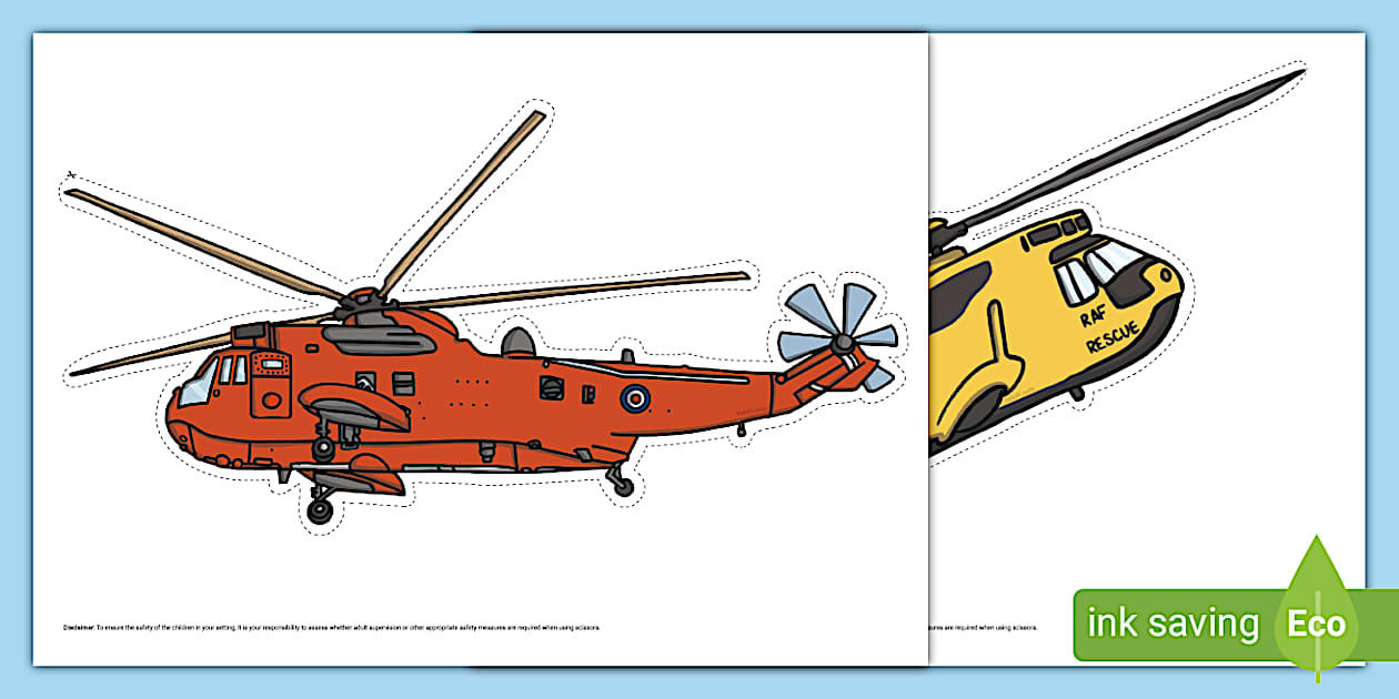Rescue Helicopter Display Cut-Outs (teacher made) - Twinkl
