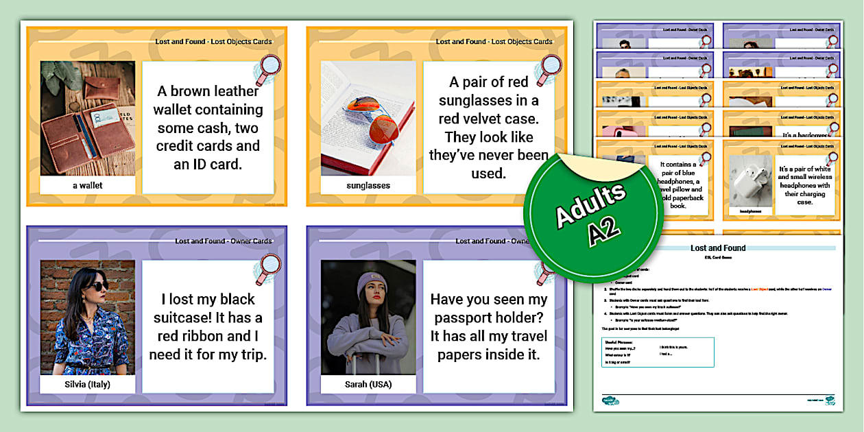 ESL Lost and Found Game [Adults, A2] (teacher made) - Twinkl