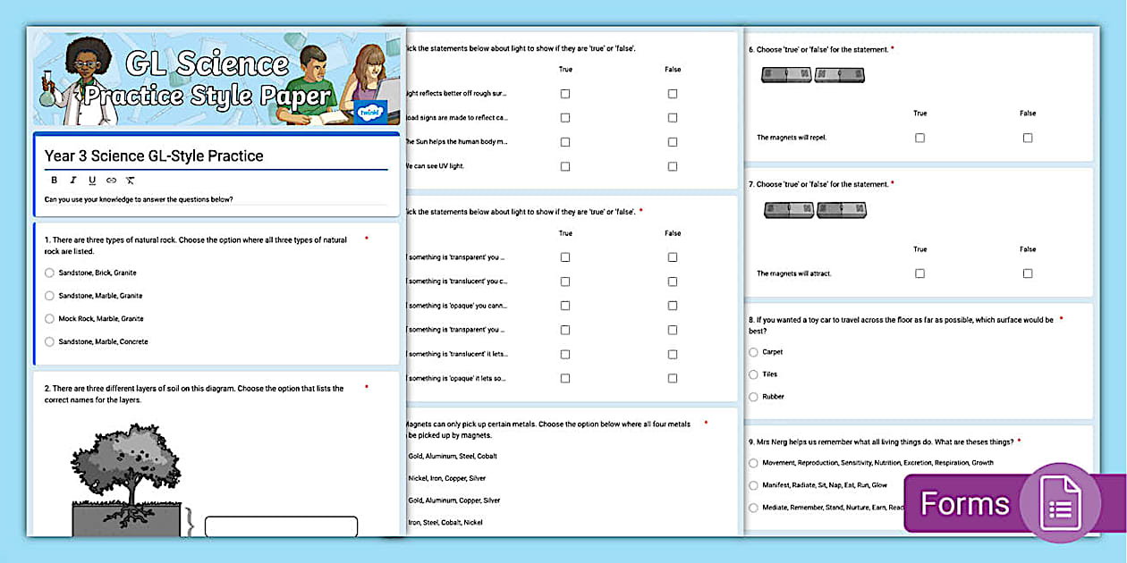 Year 3 Science GL Style Google Form (teacher made) - Twinkl