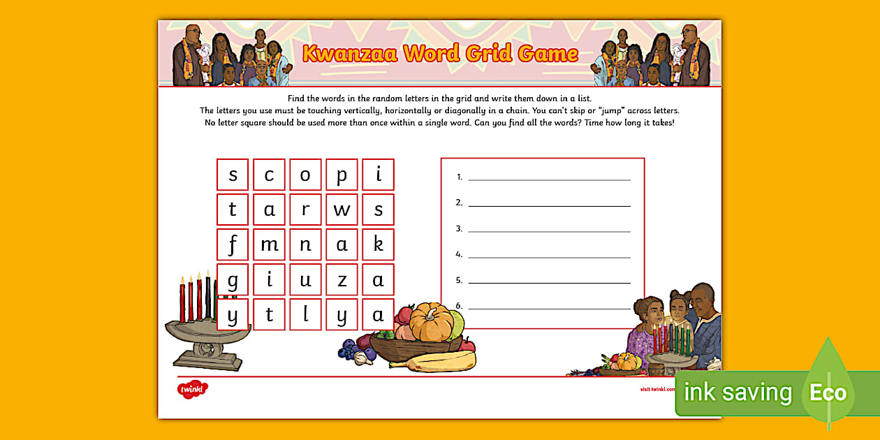 Kwanzaa Word Grid Game (Teacher-Made) - Twinkl