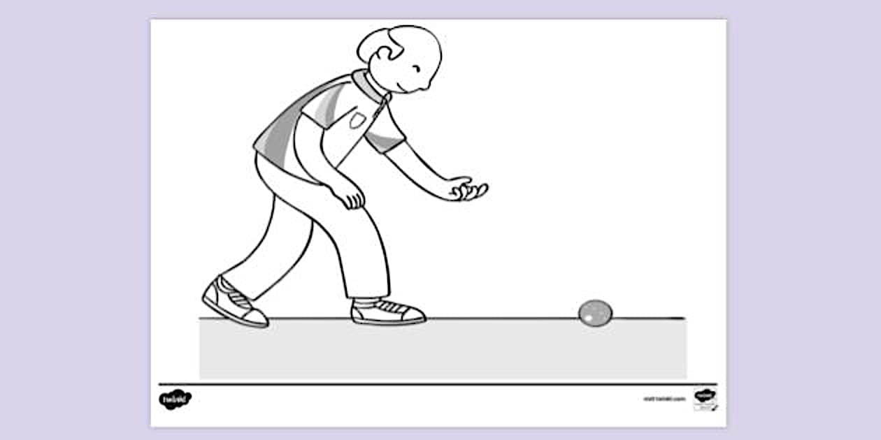 Man Playing Professional Bowls Colouring Sheet - Twinkl