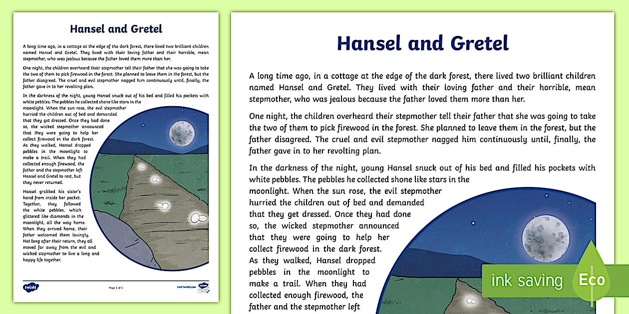 Hansel and Gretel Narrative Writing Sample-Australia