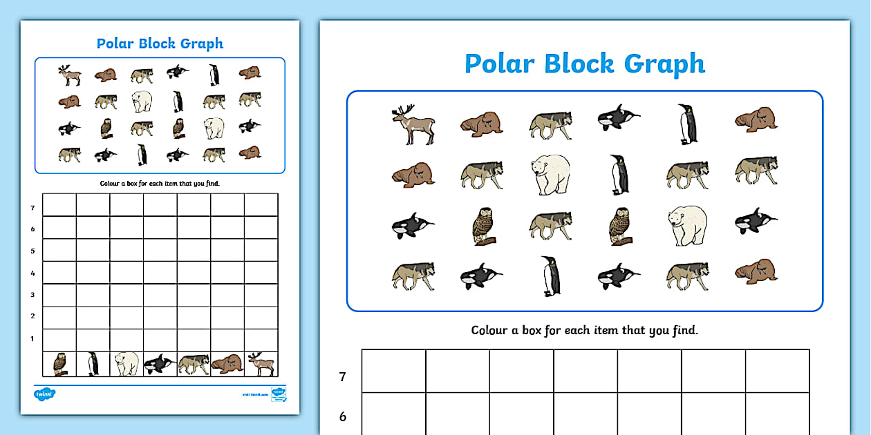 Black and White Polar Block Graph Activity Worksheet