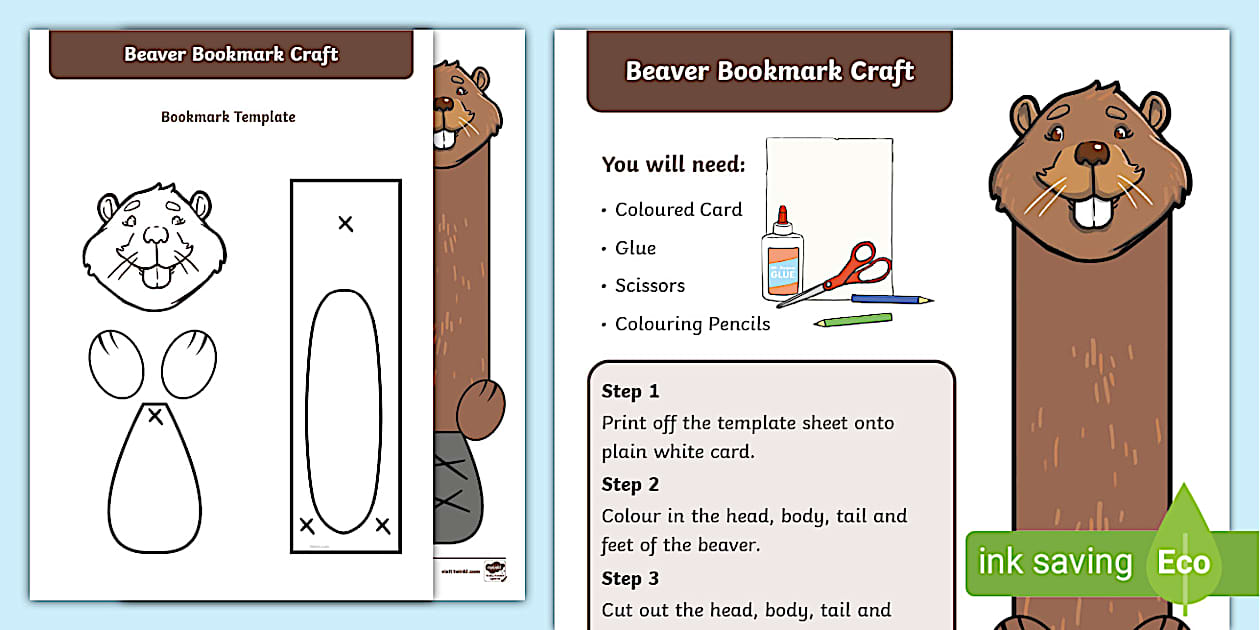 Beaver Bookmark Craft | Twinkl | Reading | Crafts | KS1