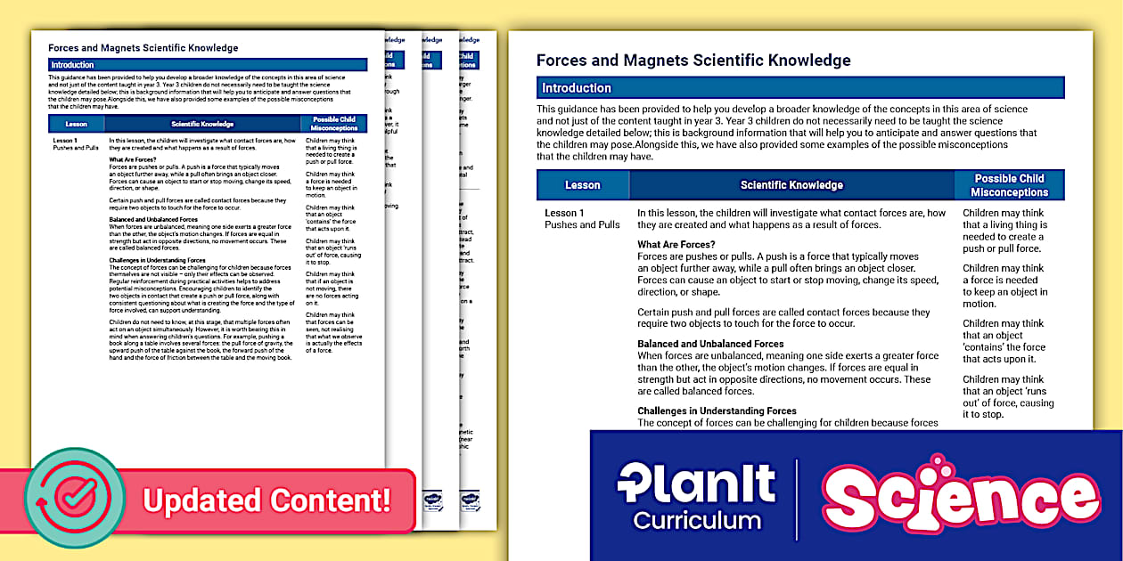Science CPD: Forces and Magnets: Year 3 (teacher made)