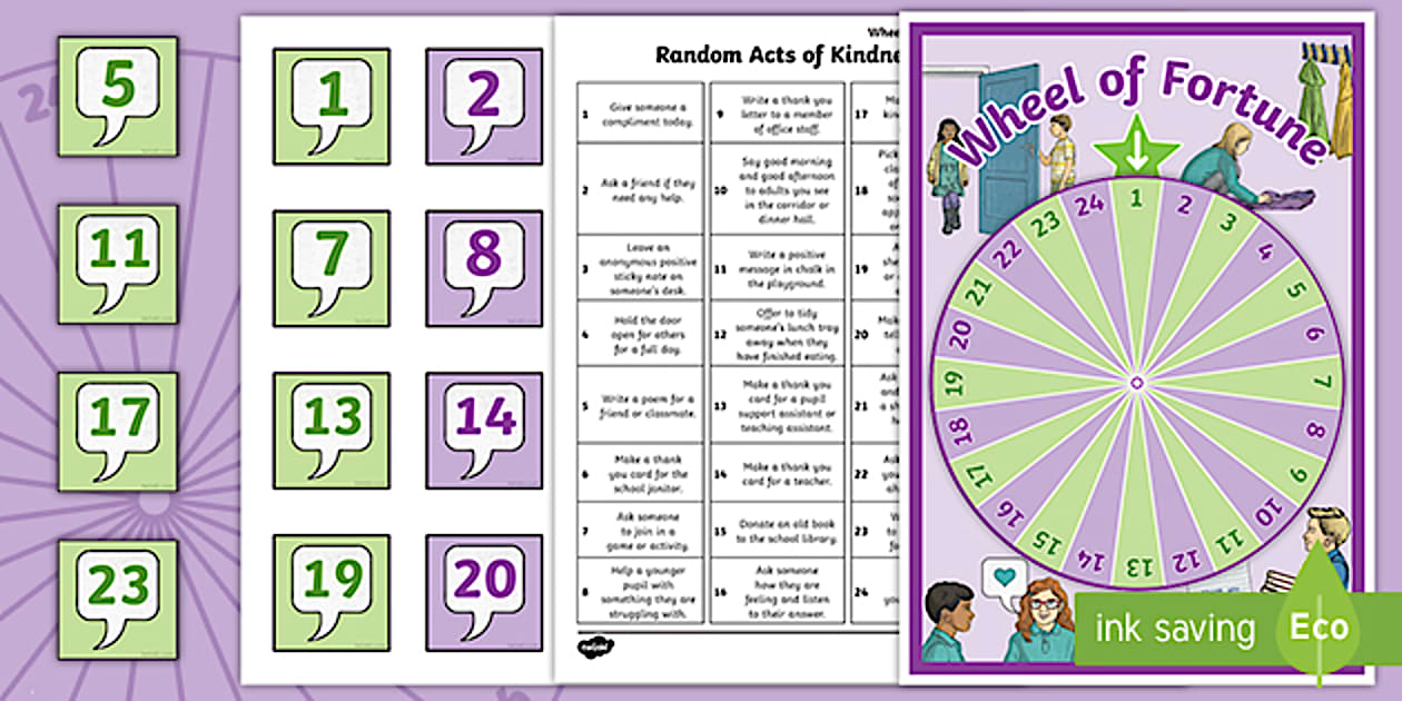 Random Acts of Kindness Wheel of Fortune Spinning Wheel Activity Pack