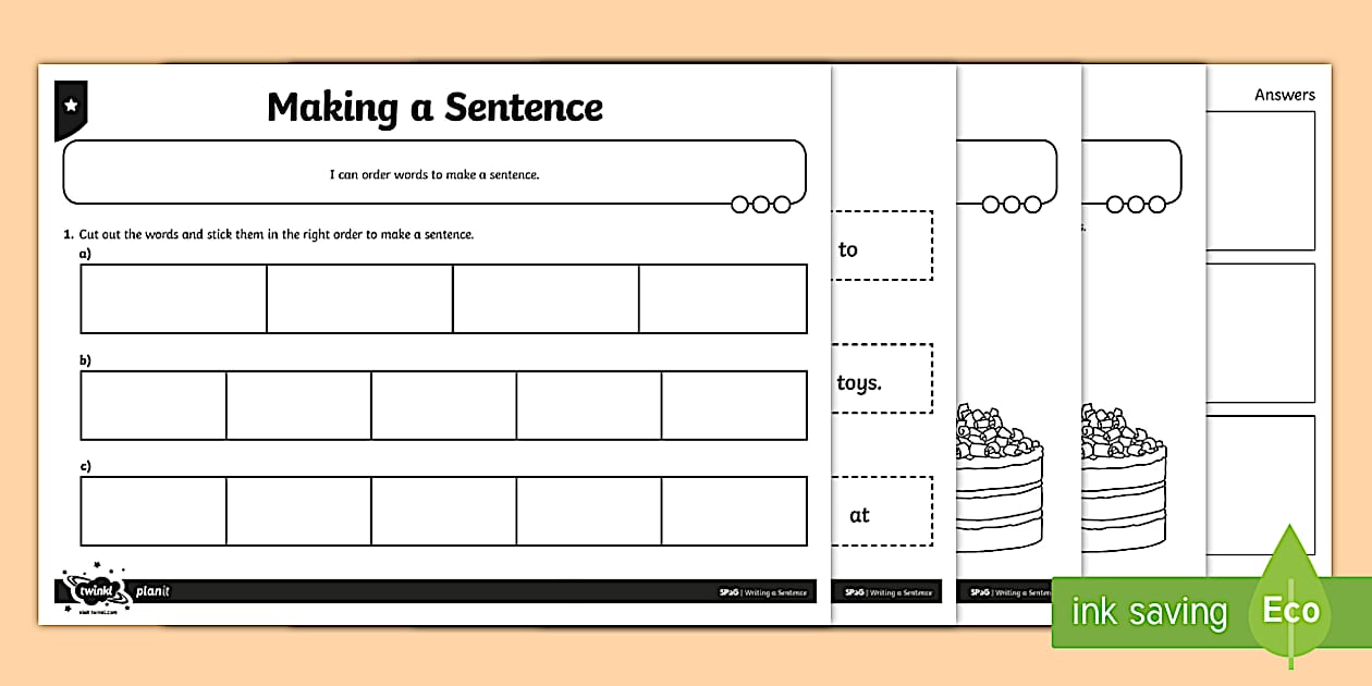 Making a Sentence Differentiated Worksheet / Worksheet Pack