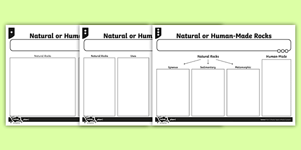 Editable Natural or Human-Made Rocks Worksheet - Twinkl