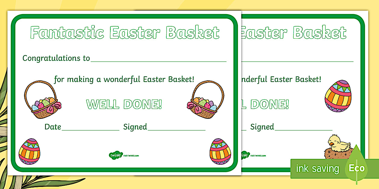 Easter Basket Reward Certificates (teacher made) - Twinkl