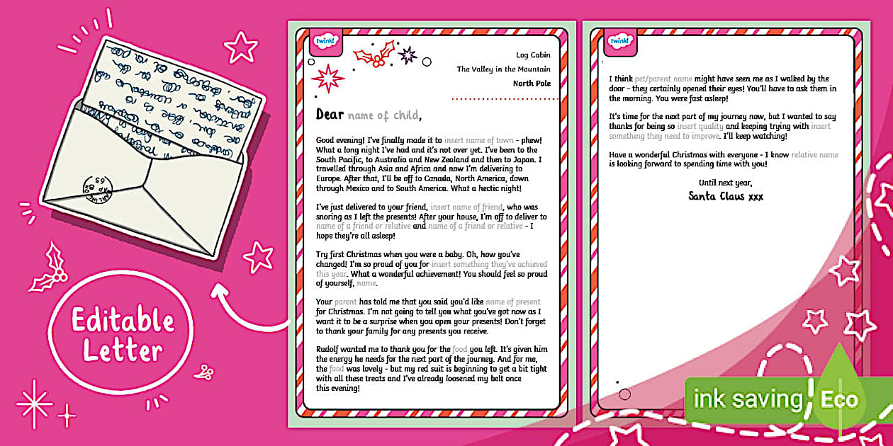 Editable Letter from Father Christmas/Santa Claus (Ages 5 - 7)