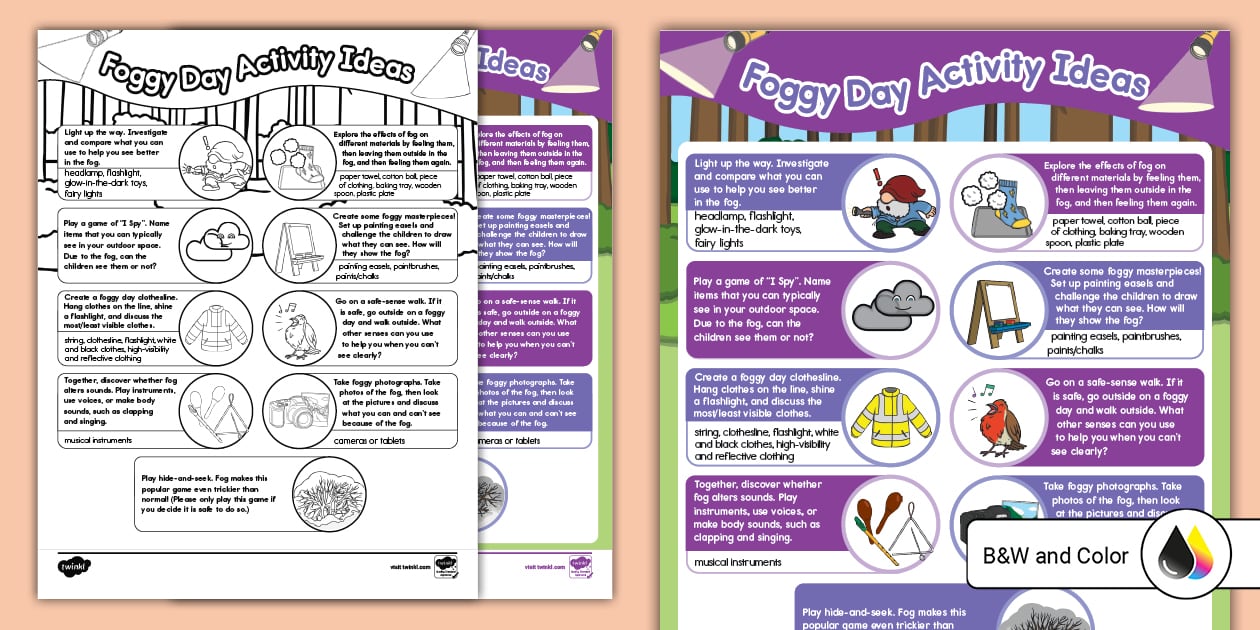 Outdoor Learning: Foggy Day Worksheet Ideas - Twinkl