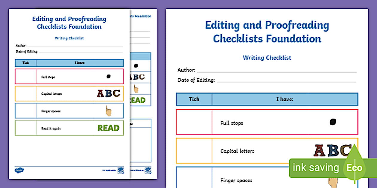 Editing and Proofreading Checklists Foundation - Twinkl