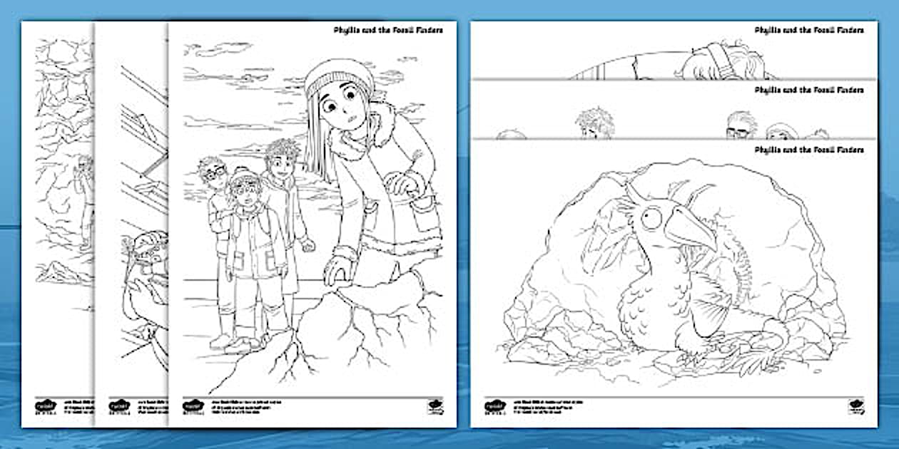 Phyllis and the Fossil Finders Colouring Pages - Twinkl