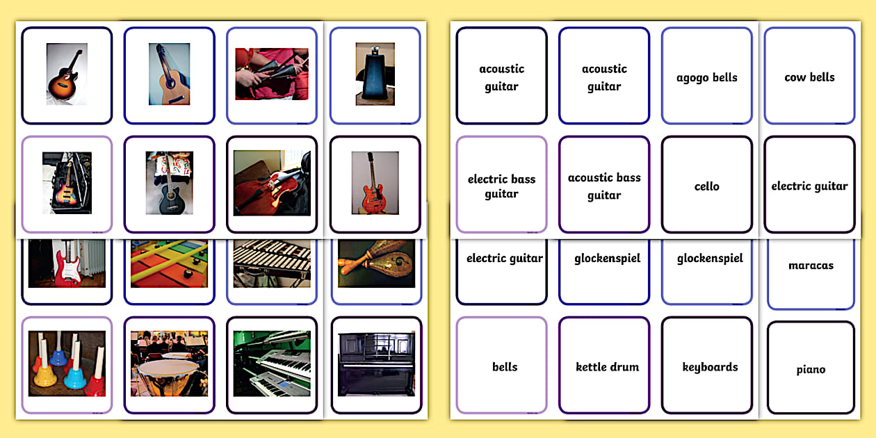 👉 Musical Instrument Matching Cards | Musical Instrument Names