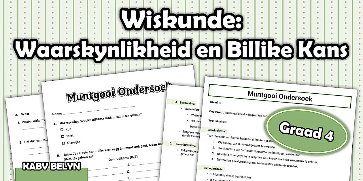 Gr Maths-T1-Probability and Fair Chance-Lesson Plan AFRIKAANS