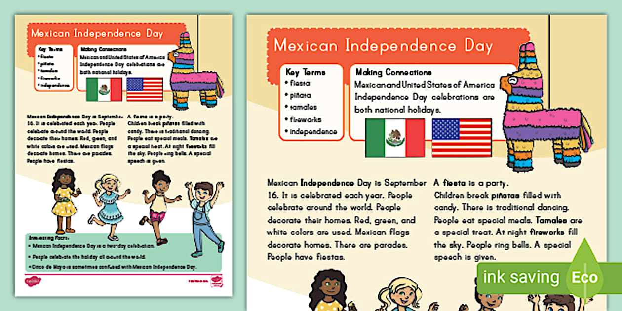 Mexican Independence Day Kindergarten Fact Sheet | Twinkl