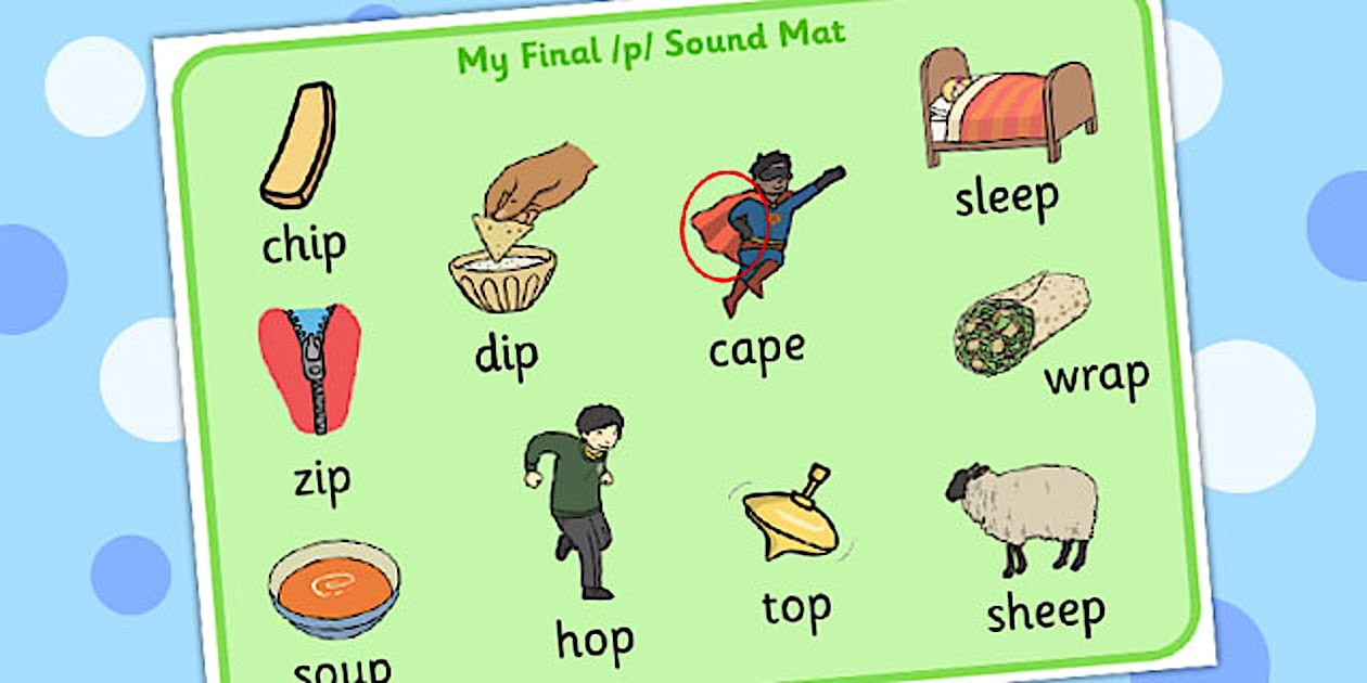 Black and White Final 'P' Sound Word Mat 2 (teacher made)