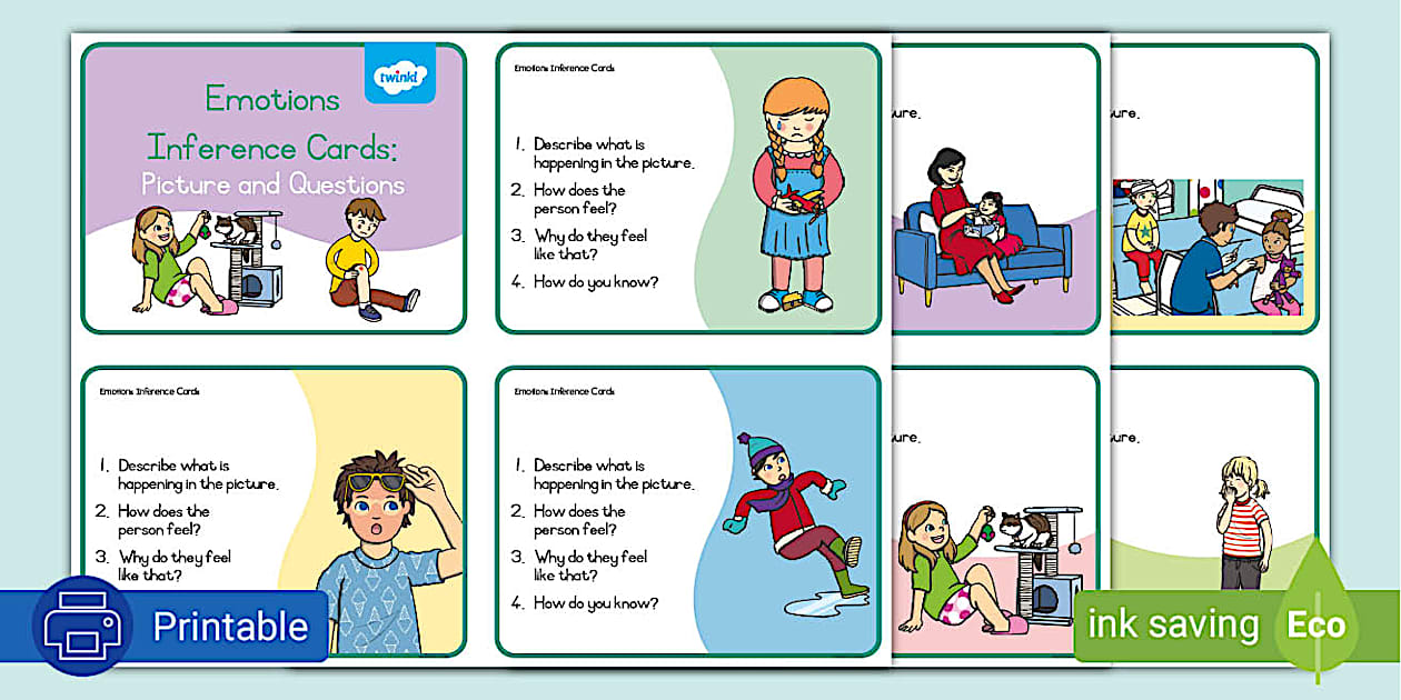 Emotions Inference Cards: Picture and Questions - Twinkl
