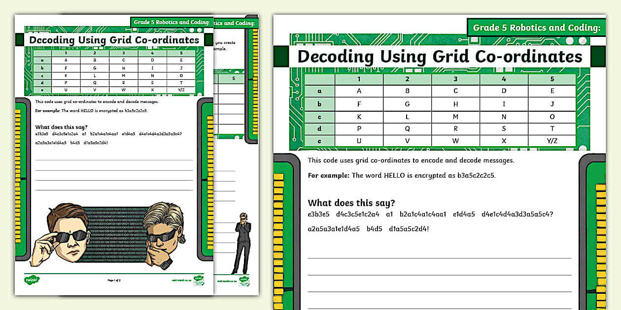 Robotics and Coding - Encryption Using a Grid - Twinkl