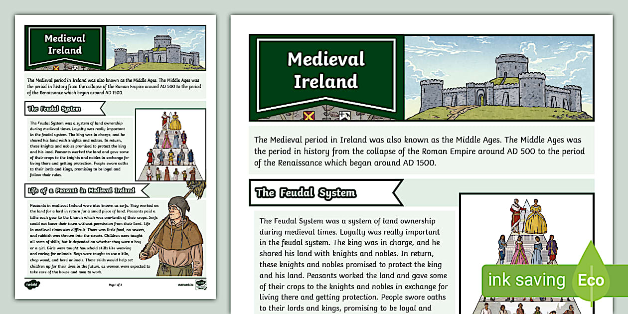 Medieval Ireland Fact File Senior Classes (teacher made)