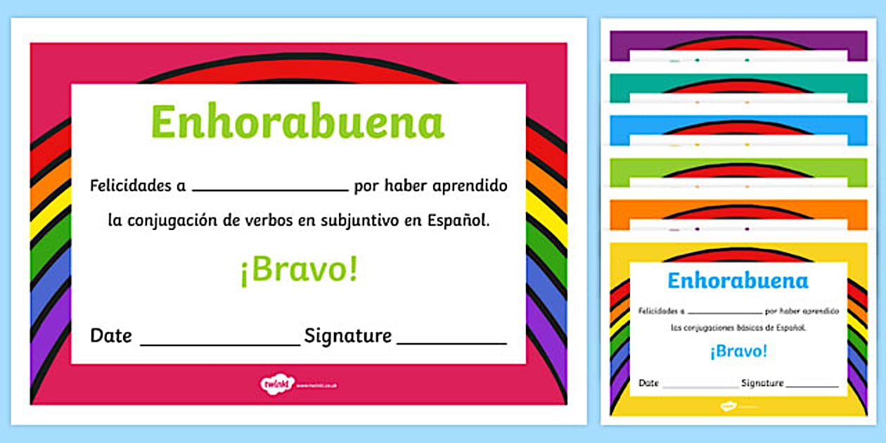 Editable Spanish End of Year Conjugation Award Certificate Spanish ...