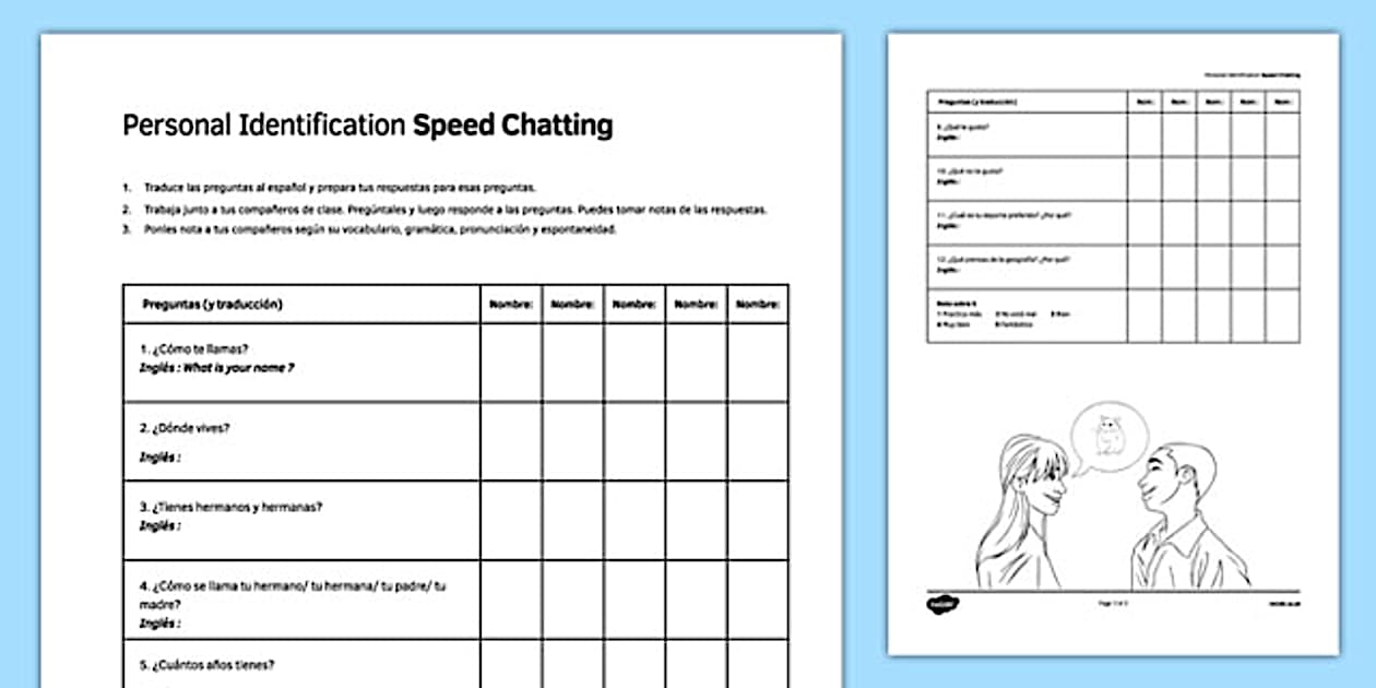 Spanish Personal Identification Speed Chatting - Twinkl