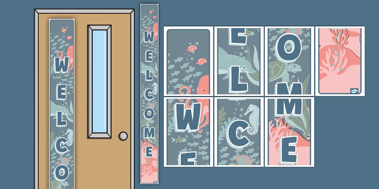 Under the Sea Themed Welcome Vertical Door Display Banner