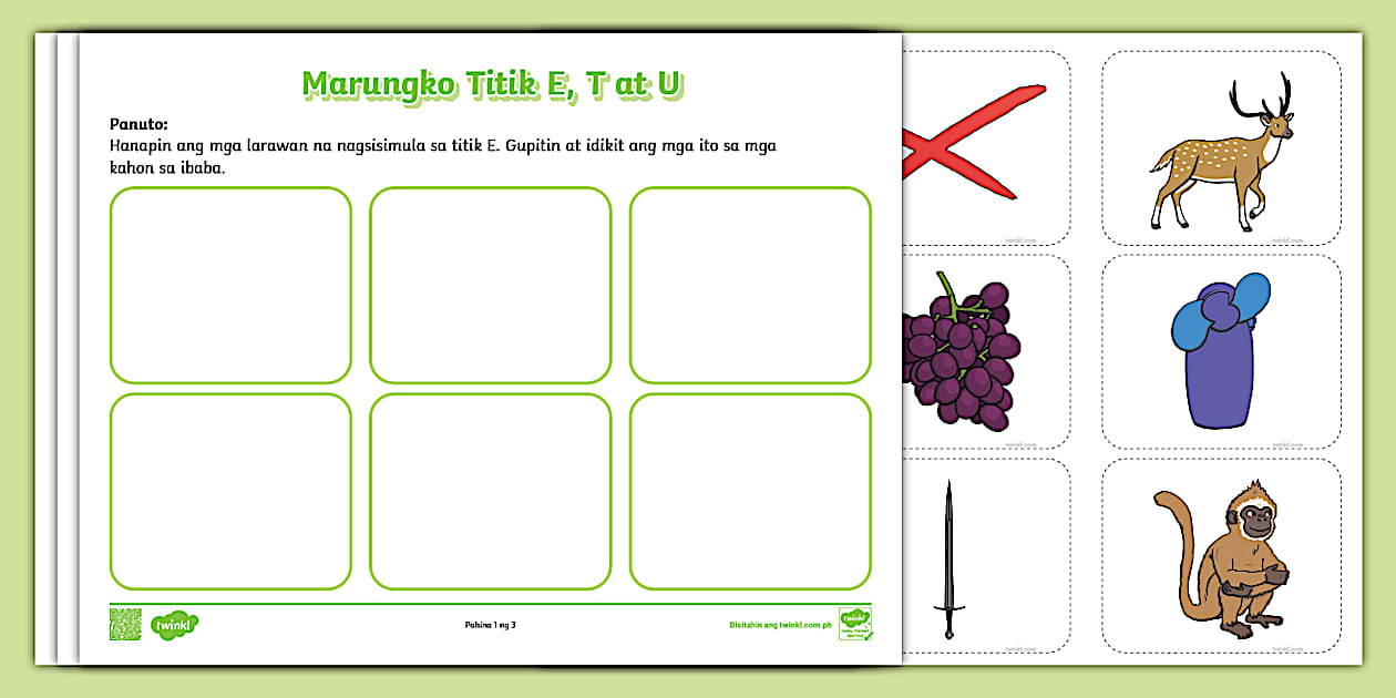 Marungko Titik E, T at U Cut And Paste Activity | Philippines | Twinkl