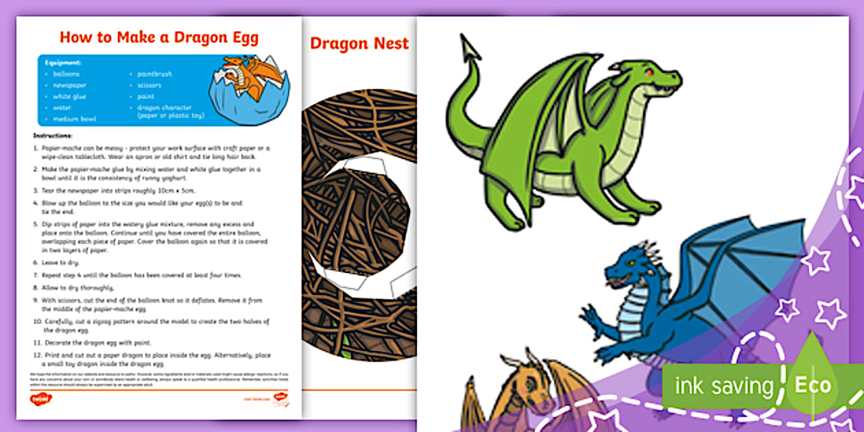 Dragon Eggs Craft Instructions (teacher made) - Twinkl