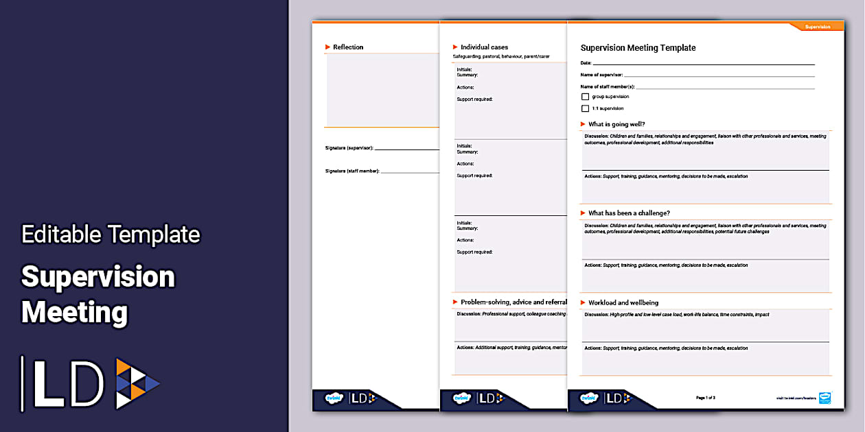 Supervision Meeting Editable Template - SLT (teacher made)