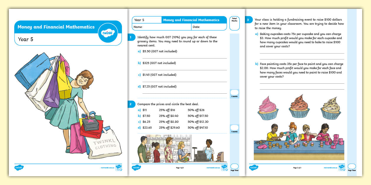 Year 5 Money and Financial Mathematics Assessment Sheet