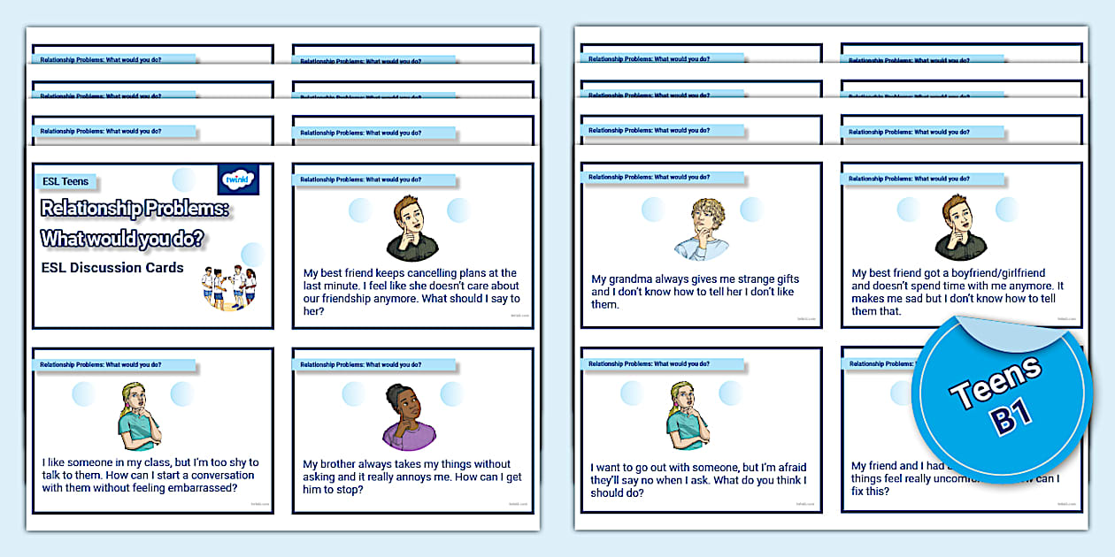 Relationship Problems: ESL Discussion Cards [Teens, B1]
