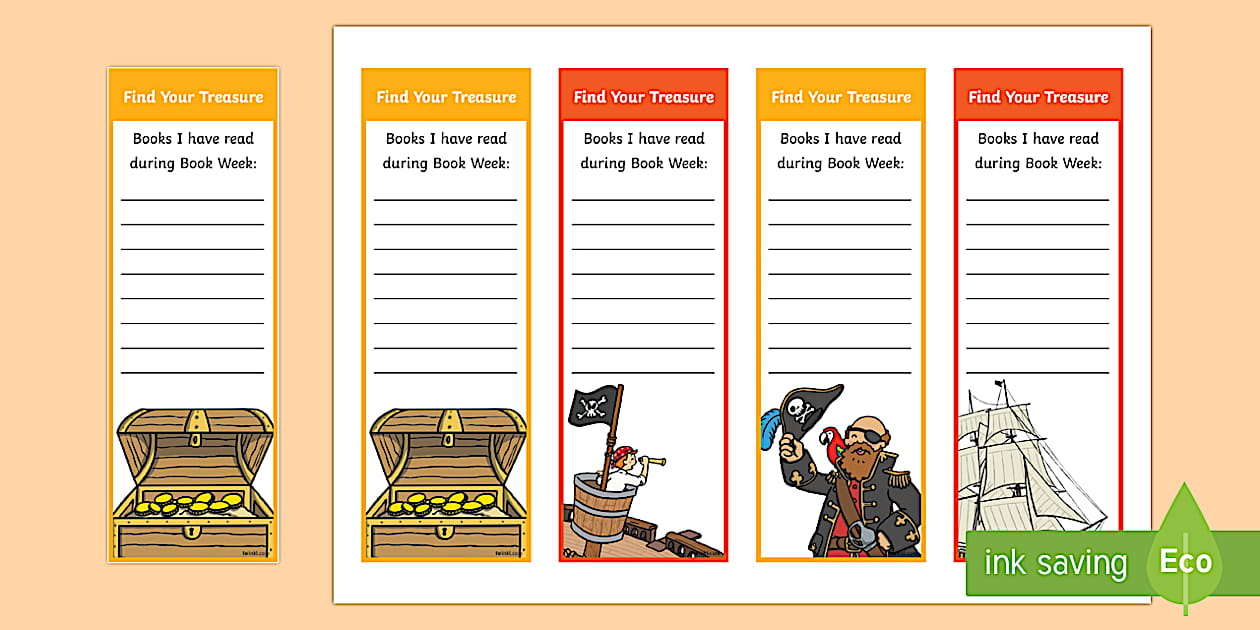 Find Your Treasure Editable Bookmarks - Primary Resource